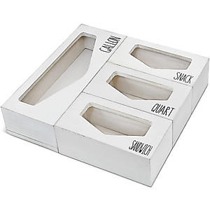 Ziplock Bag Storage Organizer for Kitchen Drawer,Food Storage Bag Holders for Drawer,Wood Baggie Organizer Storage Dispenser,Sandwich Bag Organizer for Gallon Quart Sandwich Snack Variety Size Bag