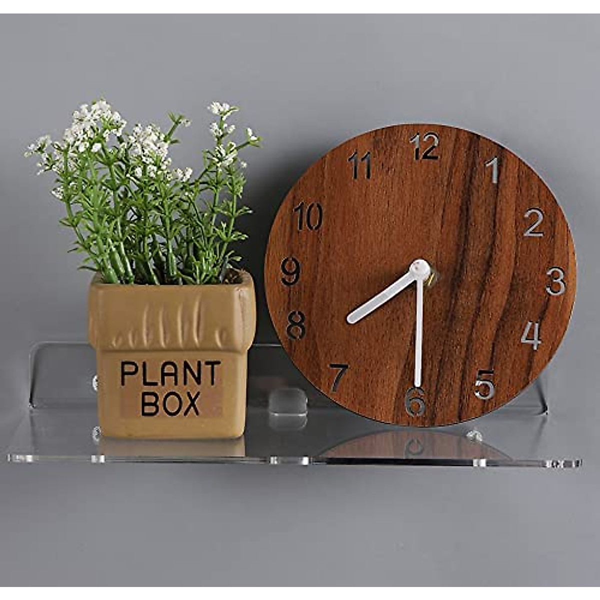 IEEK 4 PCS Clear Small Acrylic Floating Wall Shelves,9 Inch Adhesive Display Shelf for Nintendo Switch/Smart Speaker/Security Cameras/Action Figures,No Damage Expand Wall Space