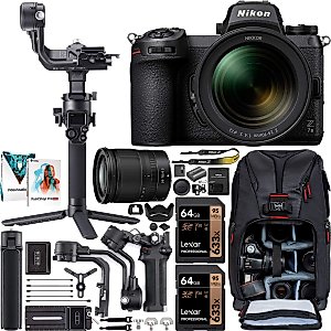Nikon Z7II Mirrorless Full Frame Camera with 24-70mm F4 Lens Kit 1656 FX-Format 4K UHD Video Filmmaker's Kit with DJI RSC 2 Gimbal 3-Axis Handheld Stabilizer Bundle + Deco Photo Backpack + Software