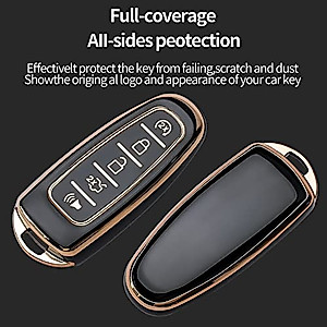 Bqepe for Ford Key Fob Cover Keychain Fit for CMAX Escape Focus Edge Expedition Explorer Flex Taurus Smart Key Shell Case (Black)