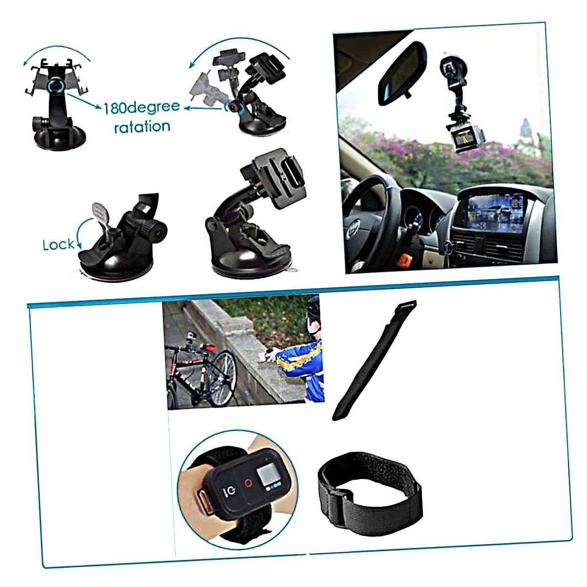 Mikikit Action Camera Accessory Kit 42PCs Set Complete Action Camera Accessories Selfie Stick for Camera