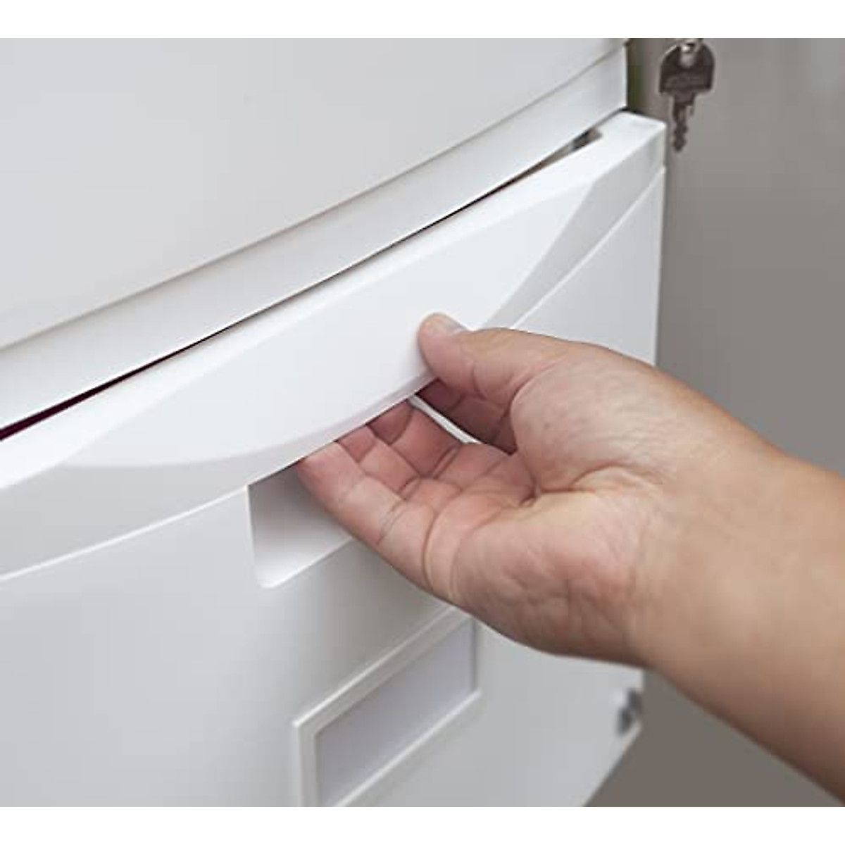 Storex Plastic One-Drawer File Cabinet – Locking Document Organizer for Home and Office, White, 1-Pack (61271B01C)