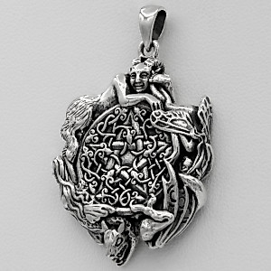 Dryad Design Sterling Silver Fairy Pendant - Fey Pagan Wiccan Pentacle Witchy Faerie Jewelry for Women