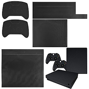 CM Carbon Fiber Protective Skin Decal Sticker Cover Vinyl Skin Wrap for Xbox One X Console and Remote Controllers
