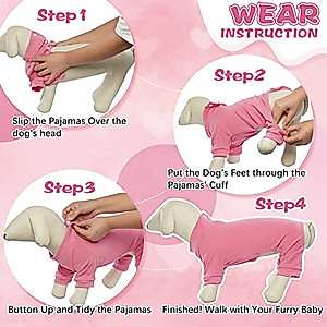 Kuoser Dog Pajamas Thermal Dog Onesie, Stretchable 4-Legs Design Doggie Clothes, Breathable Puppy Jumpsuits Cat Apparel, Hair Shedding Cover for Small Medium Dogs