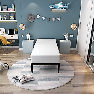 OmiNight Twin Bed Frame 18 Inch Tall Metal Frames 3500lbs Heavy Duty Steel Slat Support Platform No Box Spring Needed Easy Assembly-Black…