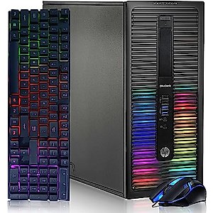HP Gaming PC Desktop Computer - Intel Quad I7-6700 up to 4.0GHz, GeForce GTX 1660S 6G, 32GB DDR4 Memory, 128G SSD + 3TB, RGB Keyboard & Mouse, WiFi & Bluetooth 5.0, Win 10 Pro (Renewed)