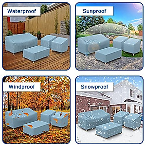 MUTUSHI Patio Furniture Cover Set 4 Piece Outdoor Furniture Cover Waterproof, Thicker Heavy Duty Lawn Outdoor Patio Furniture Set Covers -Twilight Blue