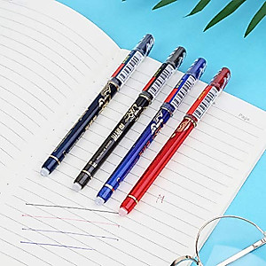 angwang 0.38mm Erasable Gel Pen with Blue Red Black Refills School Office Stationery Ink-Blue Colour