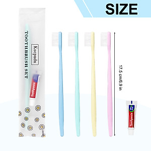disposable toothbrush, delicate toothbrush bulk, toothbrush in bulk, 4 colors, individually packaged, bulk toothbrush and toothpaste sets are suitable use at hotel, home, travel, camping (40 pieces)