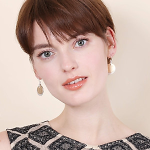 Gold & Silver Small Dangle Earrings for Women, Mixed Metal & Shell Inside, Circle & Teardrop Shape, Hammered Drop Earrings, Perfect Jewelry for Gifts