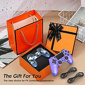 2 Pack Wireless Controller for Playstation 4, Qyszy88 Wireless Controller for Sony PS4/Pro/Slim/, with Double Shock/Stereo Headset Jack/Touch Pad/Six-axis Motion Control，Great Gamepad Gift (Blue+Purple)