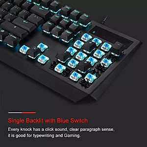 Teerwere Gaming Keyboard Mechanical Keyboard, 104 Key Outemu Switch Ice Blue Backlit Mechanical Gaming Keyboard USB Wired Mechanical Gaming Keyboard (Color : Photo Color, Size : One Size)