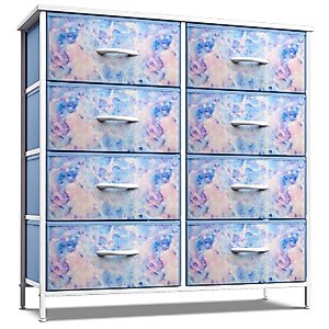 Sorbus Dresser with 8 Drawers - Furniture Storage Chest Tower Unit for Bedroom, Hallway, Closet, Office Organization - Steel Frame, Wood Top, Easy Pull Fabric Bins (8-Drawer, Blue)