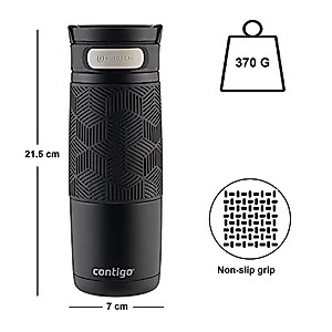 Contigo,Stainless Steel 72086 TRANSIT 16OZ MATTE BLACK GRIP A, 1 Count (Pack of 1)