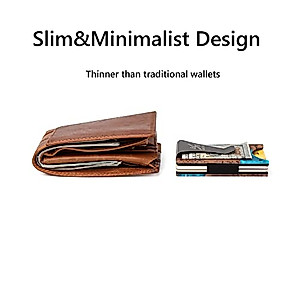 RIGYRIVR Minimalist Slim Wallet for Men - Wood Wallets RFID Blocking - Credit Card Holder with Metal Money Clip - Easily Removable Money & Cards - Mens Wallets-Unique Pattern,Black
