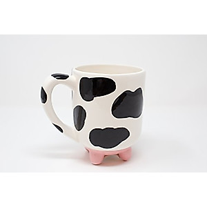 Boston Warehouse Udderly Cow Mug with Non-Skid Silicone Feet, Hand Painted Ceramic