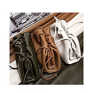 ingminGDi caojiaxiaopu Women Leather Clutch Party Bag Pouch Large Dumplings Handbag (Color : Black, Size : 21X7X13 CM)