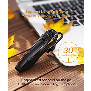 ZOUKAI Bluetooth Headset, Noise Cancelling with 2 Microphones, 30 Hours Talk Time, Announce Caller ID, Hands Free Bluetooth Wireless Earpiece for Cell Phones/Laptop/PC