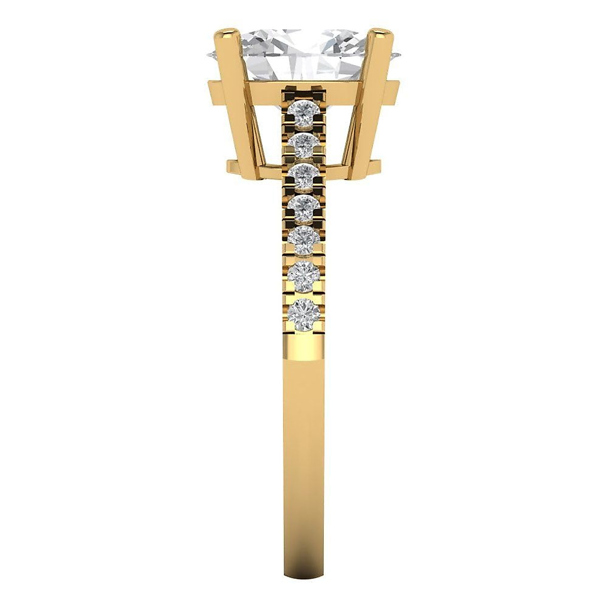 Clara Pucci 2.71 ct Oval Cut Solitaire W/Accent Genuine Moissanite Engagement Promise Anniversary Bridal Ring 18K Yellow Gold Size 4.25