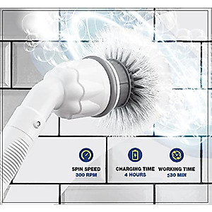 Scrubtastic Spin Scrubber, Electric Shower Scrubber – Rechargeable, Multipurpose Extendable Tile Cleaner, Bathroom, Floor & Grout Bathtub Power Scrubber with 3 Rotating Brush Heads, Improved for 2022