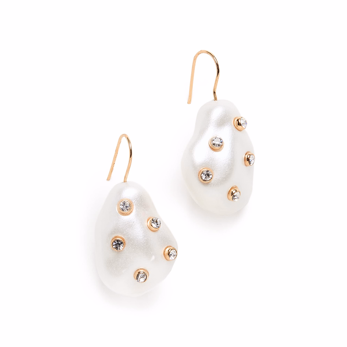 Kenneth Jay Lane Women's Gold With White Pearl Earrings, Gold, One Size
