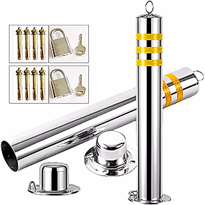 Car Parking Space Lock Bollard,2 Parking Yellow and Balck Lockable Down Car Parking Barrier Post,Private Car Park Driveway Guard Saver Blocker,76×800mm