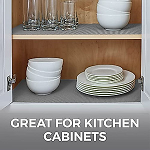 HOME GENIE Slip Resistant Drawer and Shelf Liner, Non Adhesive Roll, 12 Inch x 20 FT, Durable and Strong, Grip Liners for Drawers, Shelves, Cabinets, Pantry, Storage, Kitchen and Desks, Soft Gray