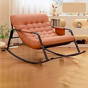 Rocking Chair Oversized Rocker Patio Chairs Indoor & Outdoor Camping Chairs, Padded Cushion Rocker Recliner Chair For Front Porch, Garden, Backyard, 330lbs Weight Capacity ( Color : Orange , Size : Wi