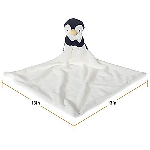 Apricot Lamb Stuffed Animals Security Blanket Black Penguin Infant Nursery Character Blanket Luxury Snuggler Plush(Black Penguin, 14 Inches)