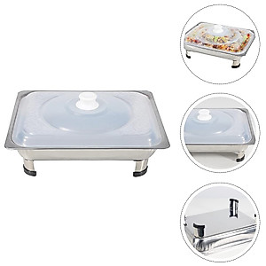 DOITOOL 1 Set Buffet Server Square Buffet Stove Stainless Steel Food Warmer Buffet Tray Food Container with Lid for Parties Entertaining and Holidays Catering Silver