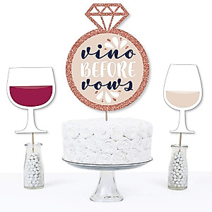 Big Dot of Happiness Vino Before Vows - Winery Bridal Shower or Bachelorette Party Centerpiece Sticks - Table Toppers - Set of 15