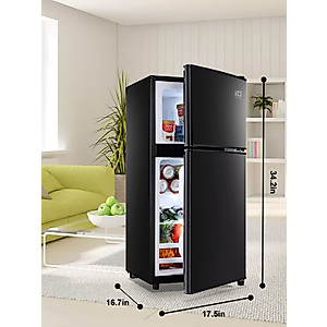 KRIB BLING 3.5 Cu.Ft Compact Refrigerator Mini Fridge with Freezer,7 Level Adjustable Thermostat Removable Shelves Small Refrigerator for Office Dorm Apartment Black