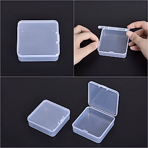 Akamino 30 Pack Small Clear Plastic Beads Storage Containers Box with Hinged Lid for Storage Beads,Crafts, Jewelry, Hardware and Other Small Items Accessories (2.9 x 2.9 x 1 inches)