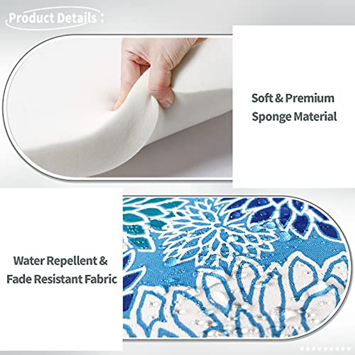 TWLEAR Indoor/Outdoor Chair Cushions 16x17 inch, Patio Chair Pads with Ties, All Weather Seat Cushions for Patio Funiture Home Garden Chair Use, Set of 2, Dahlia Blue