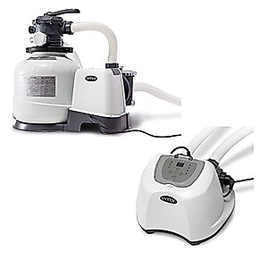 Intex 2800 GPH Pool Sand Filter Pump with Krystal Clear Saltwater System and Automatic Timer for Above Ground Swimming Pools, Black