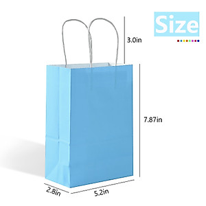 24 Pieces Kraft Paper Party Favor Bags With Handles, 8 Colors Small Gift Bags Bulk, Rainbow Goodie Bags For Kids Birthday, Party Supplies, Wedding, Baby Shower, Crafts, Christmas Gifts, 8.3X5.9X3.2 Inch