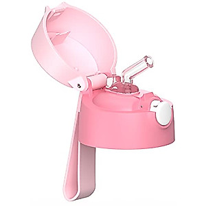 JARLSON® replacement lid for CHARLI stainless steel bottle, with silicone straw, replacement parts, spare parts (bright pink)