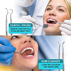 Dental Tools, 6 Pack Teeth Cleaning Tools Stainless Steel Dental Scraper, Pick Hygiene Set with Mouth Mirror, Tweezer for Dentist, Personal Using, Pets - Teeth Cleaning Kit - Dental Cleaning Kit