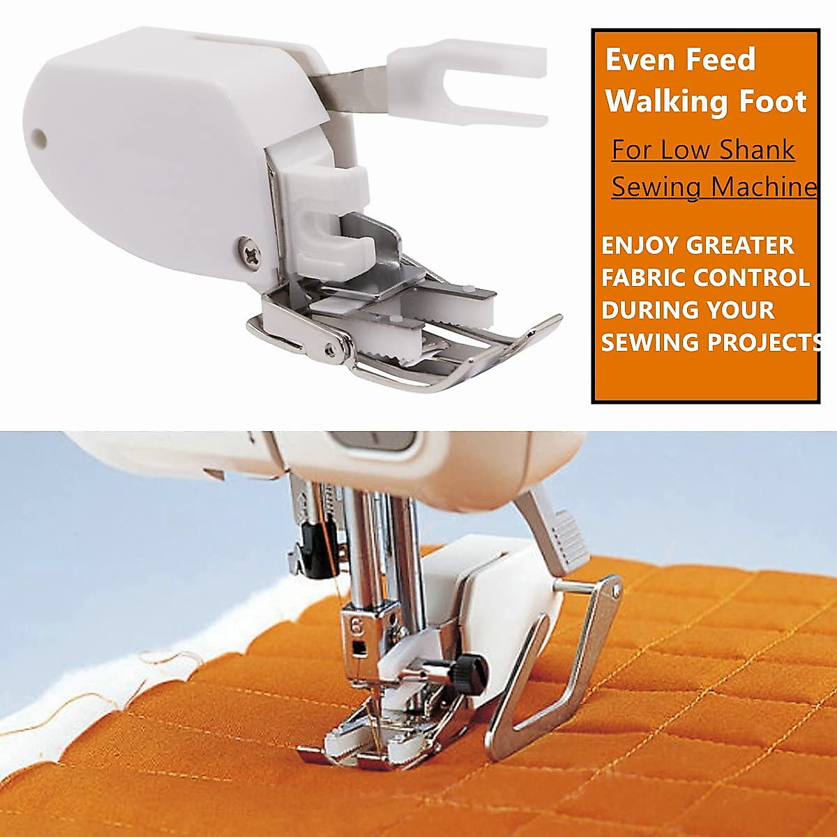 YEQIN Even Feed Walking Foot #SA140 with Guide for Quilting and Sewing | Stitch Through Multiple Layers and Match Prints | Fits Low Shank Sewing Machines - Brother, Janome, Singer, and More