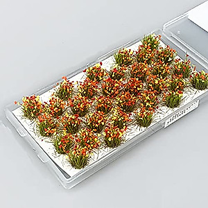 35 Pcs Static Grass Tuft Model Grass Tufts Railway Artificial Grass and 32 Pcs Bushy Tuft Flower Cluster Vegetation Groups for DIY Architecture Building Model Train Landscape Railroad Scenery (Set C)