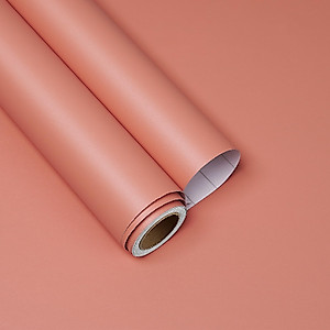 YENHOME Coral Pink Wallpaper Pink Peel and Stick Wallpaper for Bedroom Kitchen Self Adhesive Pink Contact Paper for Desk Cabinet Wall Removable Wall Paper Pull and Stick on Wallpaper 17.7X200