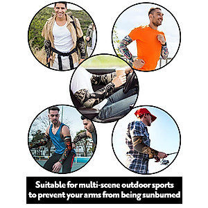 Boao 10 Pairs Men's Cooling Arm Sleeves Long Fingerless Arm Cover Anti Slip UV Protection Sun Sports Temporary Tattoo Arm Sleeves (Delicate Pattern)