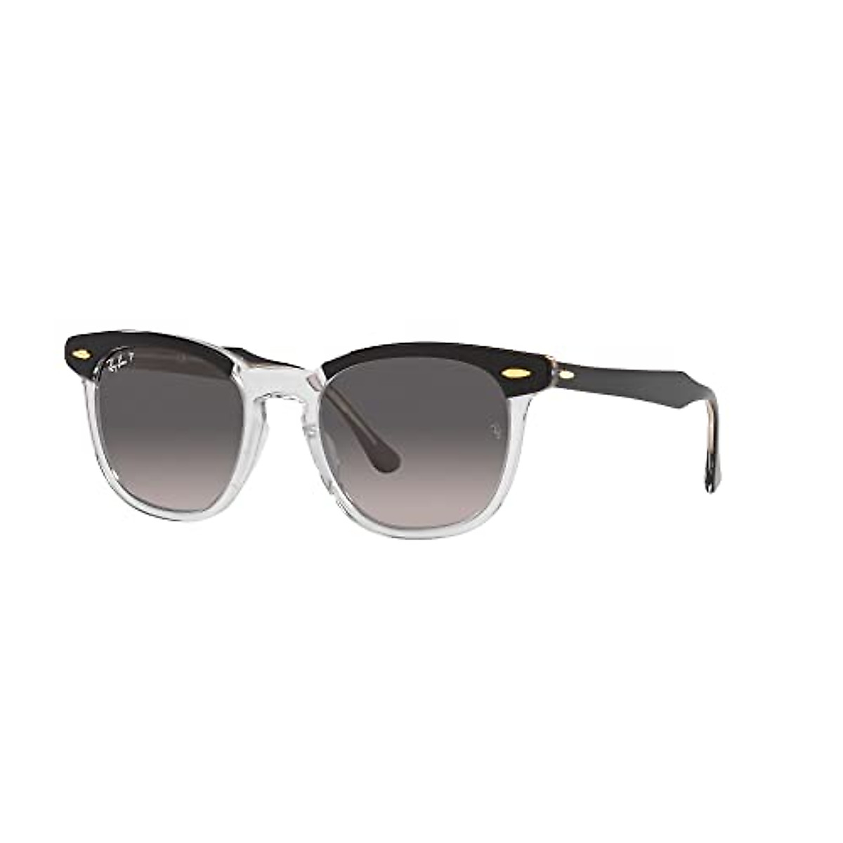 Ray-Ban RB2298F Hawkeye Low Bridge Fit Square Sunglasses, Black On Transparent/Grey Gradient Polarized, 54 mm