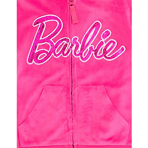 Barbie Little Girls Velour Zip Up Hoodie Pants Outfit Set Pink 7-8