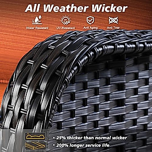 XIZZI Patio Furniture Sets with High Back Sofa,5 Pieces Outdoor Furniture Conversation Set,All Weather Wicker Outside Couch with Chairs and Ottomans,Brown Wicker Orange Red