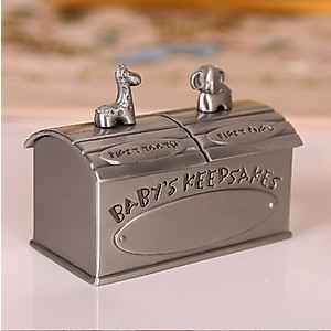 Pssopp Fetal Hair Box Metal High-End Keepsake Tooth and Box European Baby Collection Box for Kids Children Gifts(Ancient tin)