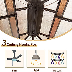 DHPM 10' x 12' Hardtop Gazebo, Permanent Outdoor Aluminum Patio Gazebo with Aluminum Composite Polycarbonate Double Roop for Patio Lawn and Garden, Curtains and Netting Included