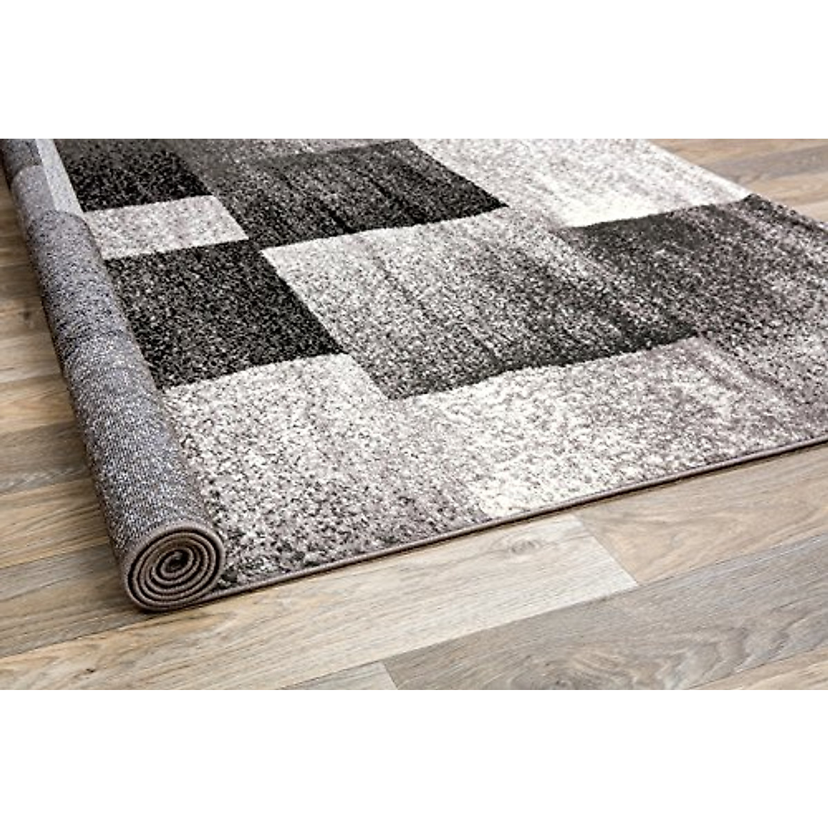 Rugshop Modern Distressed Boxes Area Rug 5' x 7' Gray