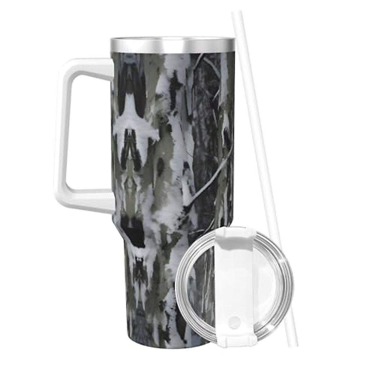HULIBIN Cold Tree Camouflage Print Double Deck Stainless Steel Travel Coffee Cup With Lid 40 Oz Ice Bully Cup